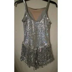Weissman | Tops | Weissman Dance Costume Lyrical Silver Sequin Bodysuit ...